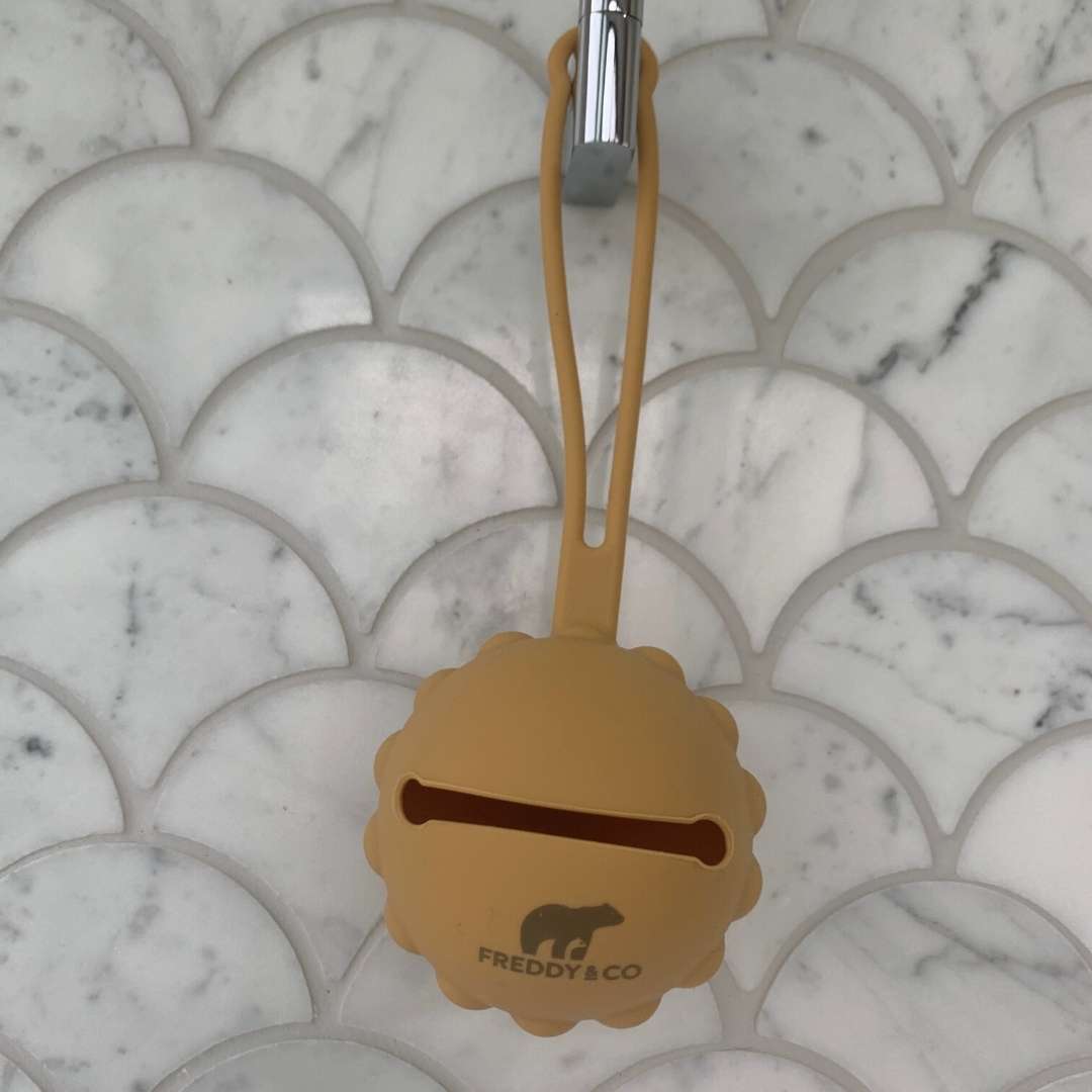 Silicone dummy holder | Silicone bag pacifier case - Mustard - Padded ...