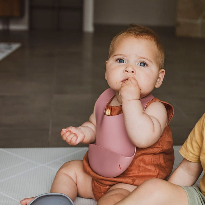 Silicone Baby Bib | Best for Baby and Toddler Bib with pocket - Blush - Padded Baby Play Mats ...