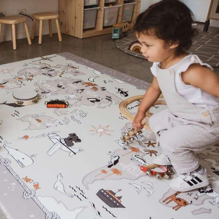 Large baby play mat: World Map / Grey Diamond - Padded Baby Play Mats ...